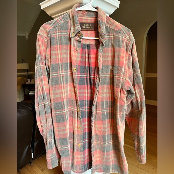 basic options | Shirts | Mens Basic Options Corduroy Plaid Shirt Medium ...